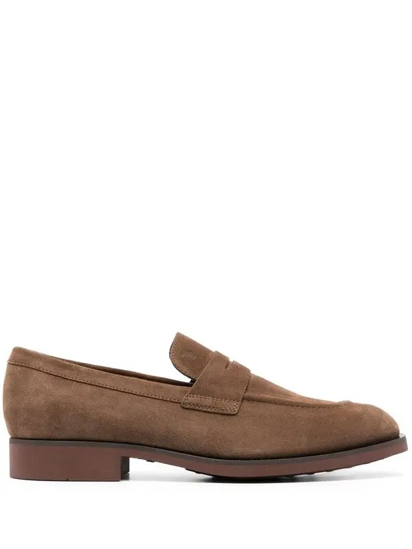 TOD'S Penny Slot Suede Loafers - Brown