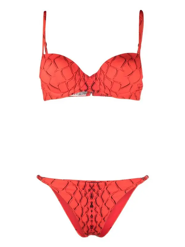 NOIRE SWIMWEAR Abstract-print Bikini Set - Red