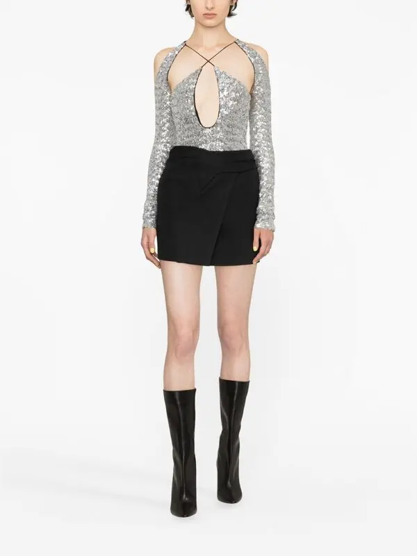 Attico Zane Sequin Top - Silver