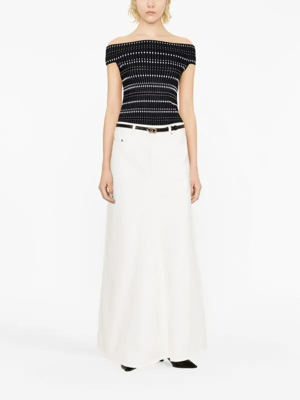 Alexander McQueen Open-knit Off-shoulder Top - Black
