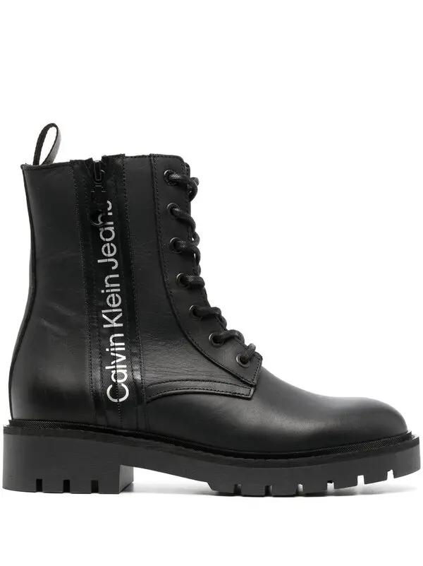 Calvin Klein Logo-print Leather Boots