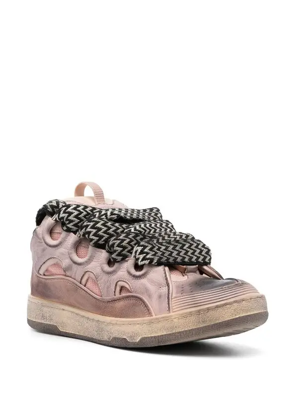 LANVIN Curb Chunky Leather Sneakers - Pink