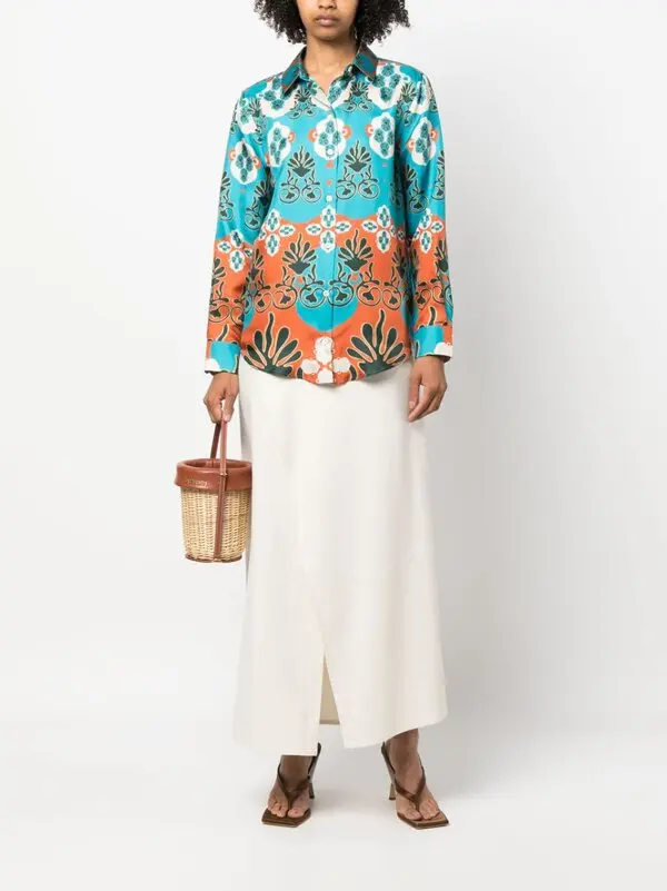 PAULA Patterned Jacquard Silk Shirt