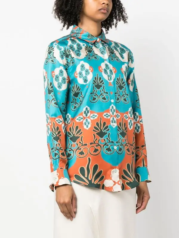 PAULA Patterned Jacquard Silk Shirt