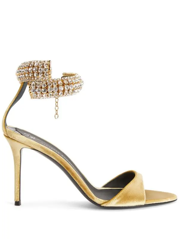 GIUSEPPE ZANOTTI Intriigo Bijoux Velvet Sandals - Gold