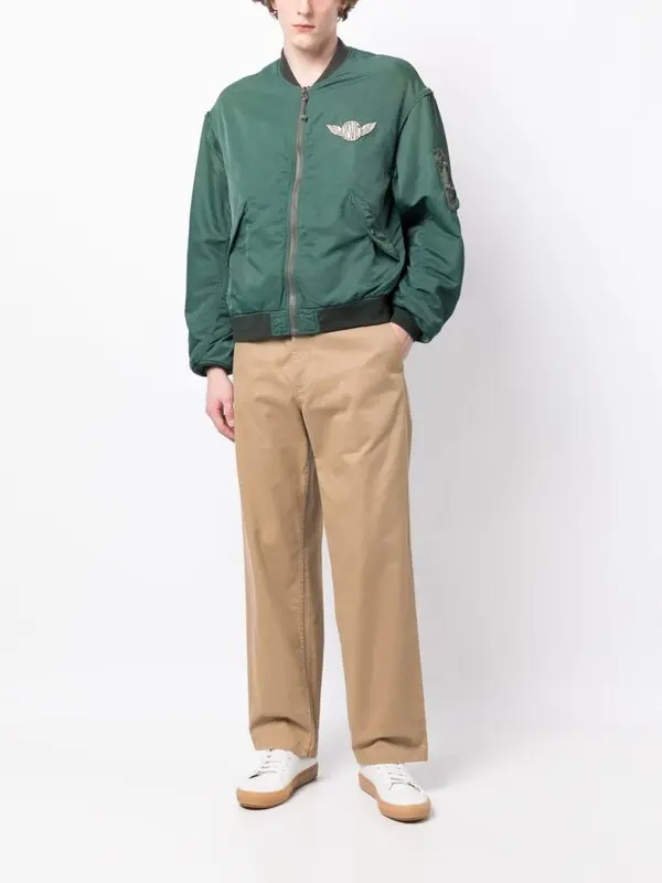 Visvim Thorson Marque Logo-Patch Bomber Jacket In Green - 69% Off