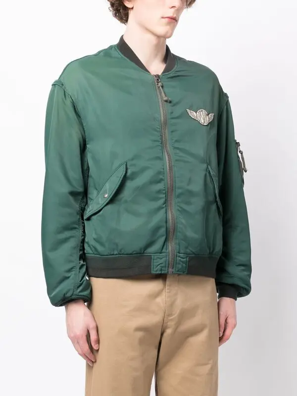 Visvim Thorson Marque Logo-Patch Bomber Jacket In Green - 69% Off
