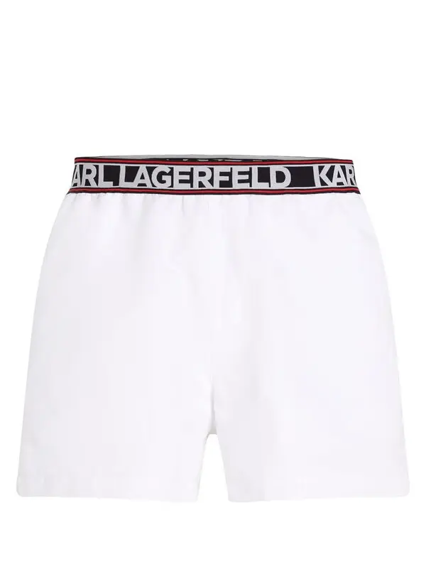 Karl Lagerfeld Essential Logo-print Swim Shorts - White