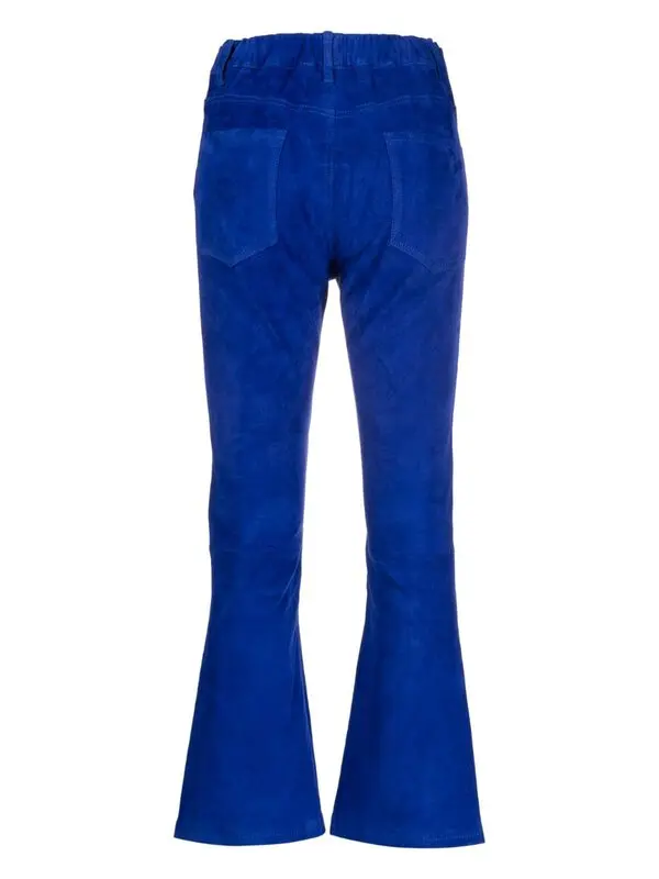 PAULA Flared Suede Trousers - Blue