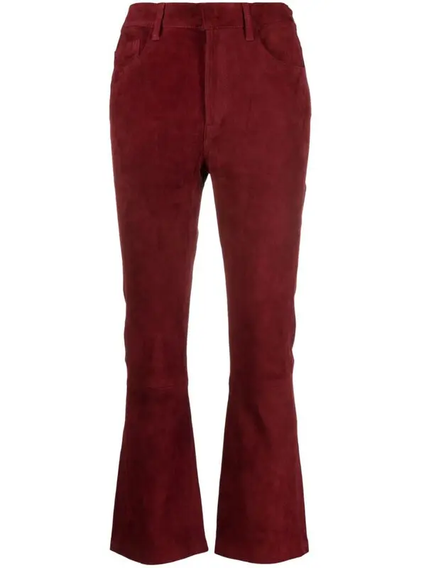 PAULA Flared Suede Trousers - Red