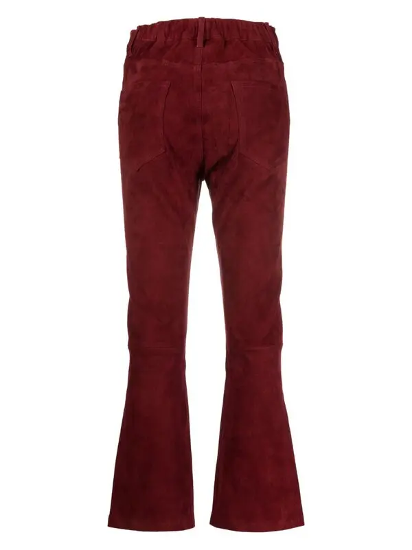 PAULA Flared Suede Trousers - Red