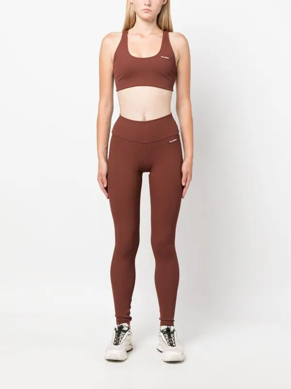 SPORTY & RICH Logo-print Sports Bra - Brown