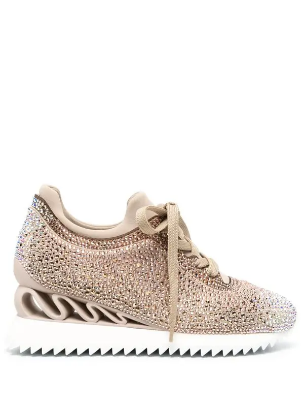 LE SILLA Reiko Wave Rhinestone-embellished Sneakers - Gold