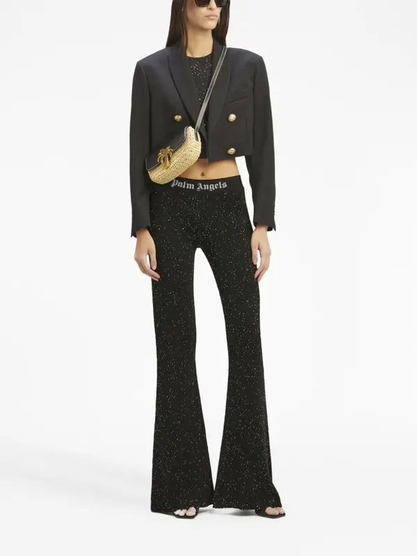 Palm Angels Logo-print Flared Trousers - Black