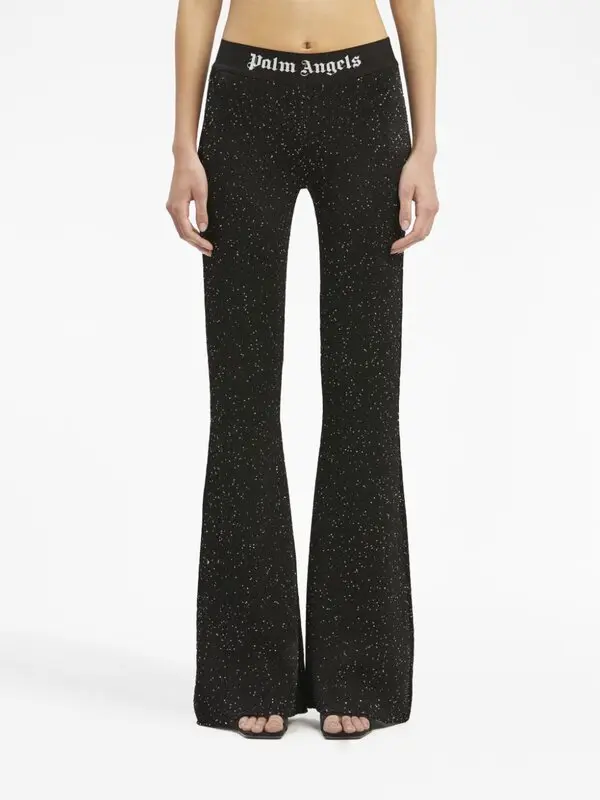 Palm Angels Logo-print Flared Trousers - Black