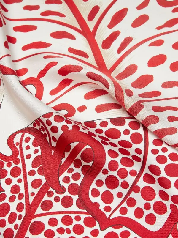 FERRAGAMO Foliage-print Silk Foulard Scarf - Neutrals