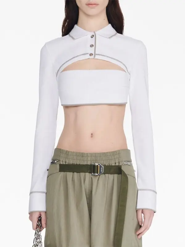 DION LEE Polo-collar Crop Top