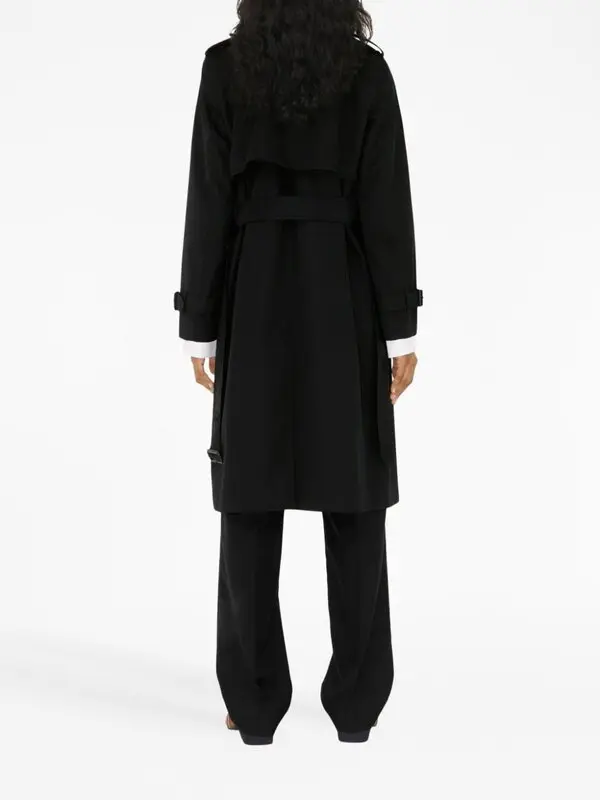 Burberry Check-panel Gabardine Trench Coat - Black