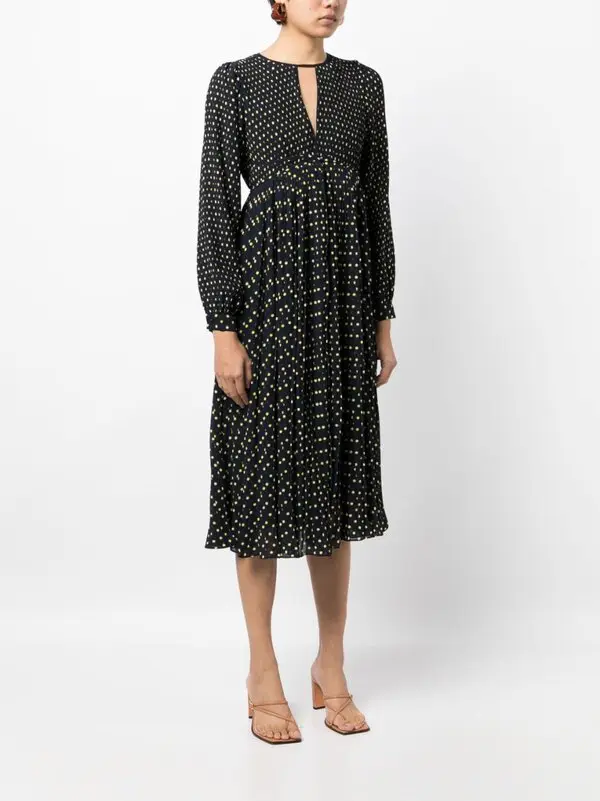 michael kors black and white polka dot dress Michael Michael Kors Polka Dot Printed Long Sleeved Dress