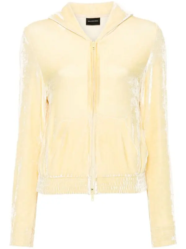 Balenciaga Bb Paris Zip-up Hoodie - Yellow