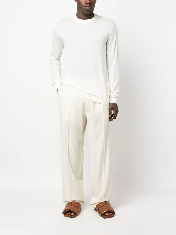 Versace La Greca Cotton-silk Jumper - Neutrals