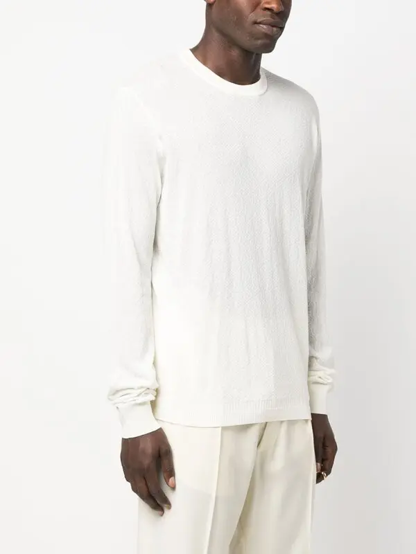 Versace La Greca Cotton-silk Jumper - Neutrals