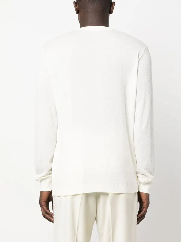 Versace La Greca Cotton-silk Jumper - Neutrals