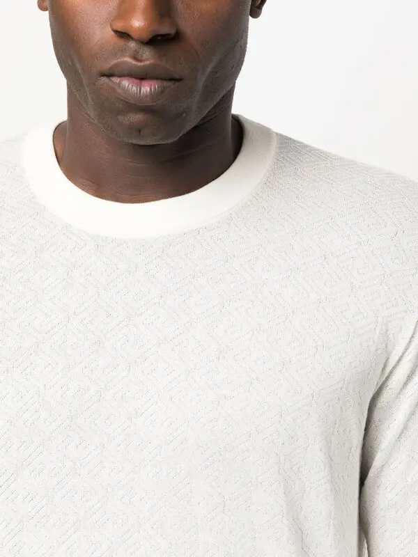 Versace La Greca Cotton-silk Jumper - Neutrals