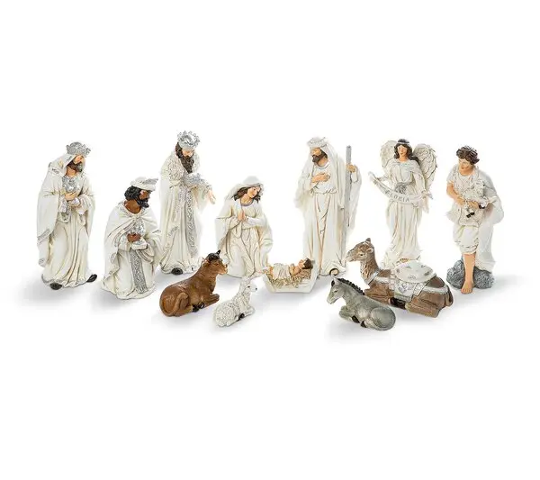 GLITZHOME Deluxe Resin Nativity Figurine Set S/12 - One-color