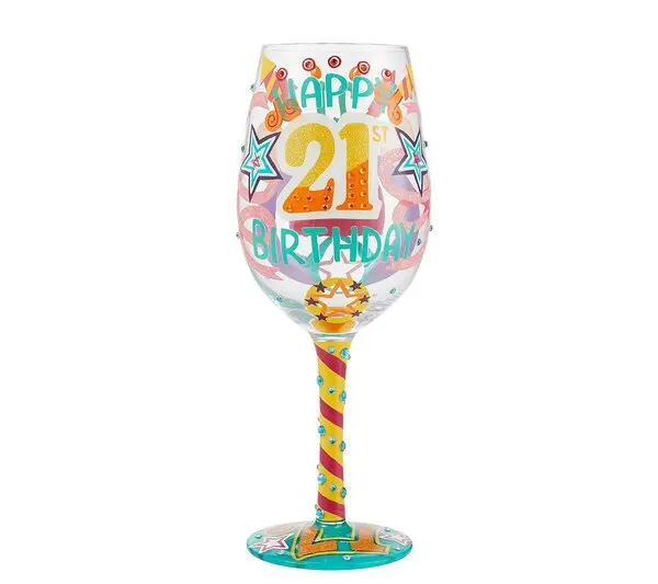 ENESCO Lolita 15-oz Happy 21st Birthday Wine Gl Ass - One-color