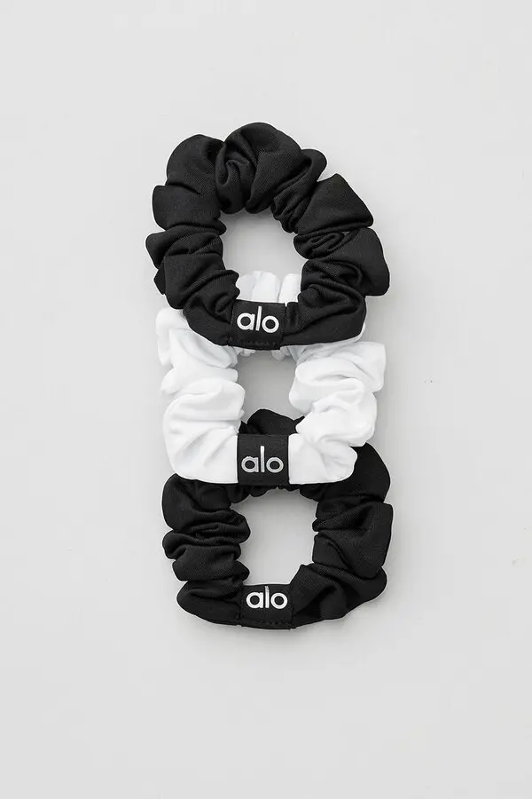 Alo Yoga Fresh Mini Scrunchie 3-pack - Black/white