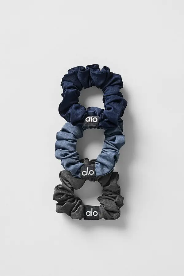 Alo Yoga Fresh Mini Scrunchie 3-pack - Bluestone/navy/anthracite