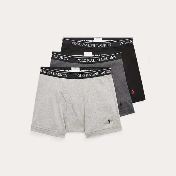 Ralph Lauren Cotton Wicking Boxer Brief 3-pack - Grey Assorted