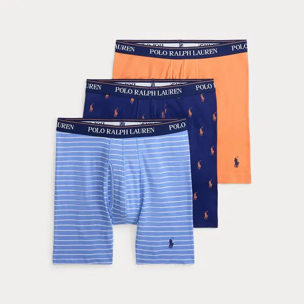 Ralph Lauren Cotton Wicking Boxer Brief 3-pack - Harbor Island Blue