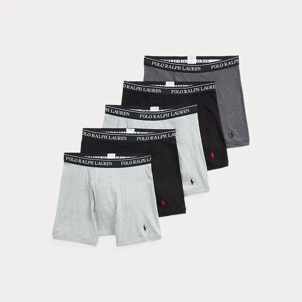 Ralph Lauren Cotton Wicking Boxer Brief 5-pack - Grey/black