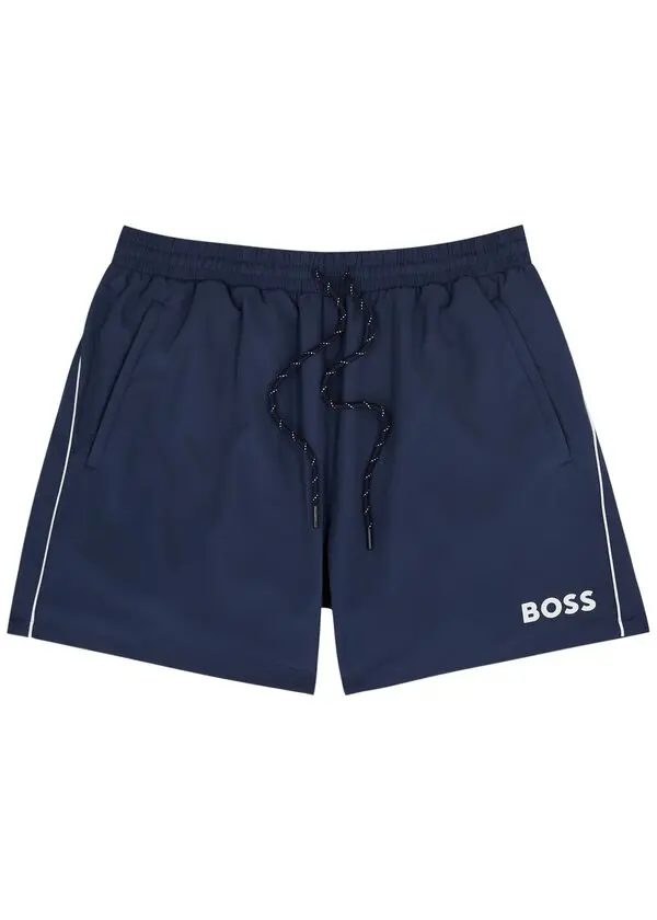 BOSS Starfish Logo Shell Swim Shorts - Navy