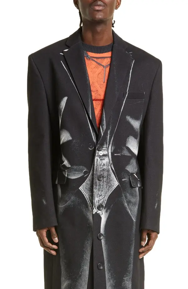 Y/Project X Jean Paul Gaultier Janty Trompe L'Oeil Denim Coat In