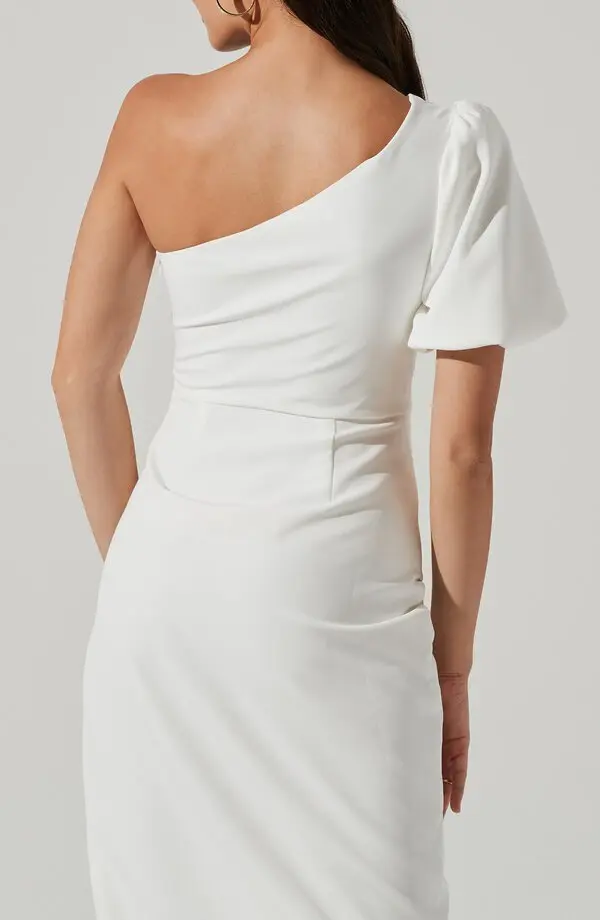 Astr The Label Joelle One-Shoulder Puff Sleeve Dress In White - 55% Off |  Editorialist