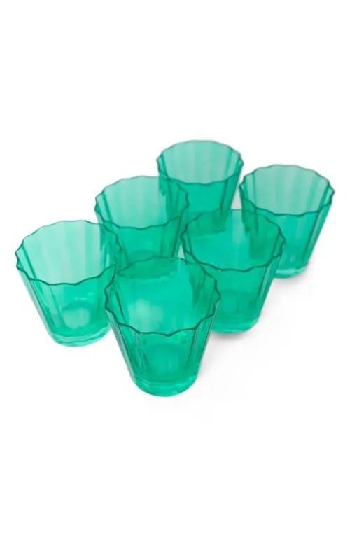 ESTELLE COLORED GLASS Sunday Set Of 6 Lowball Glasses - Kelly Green