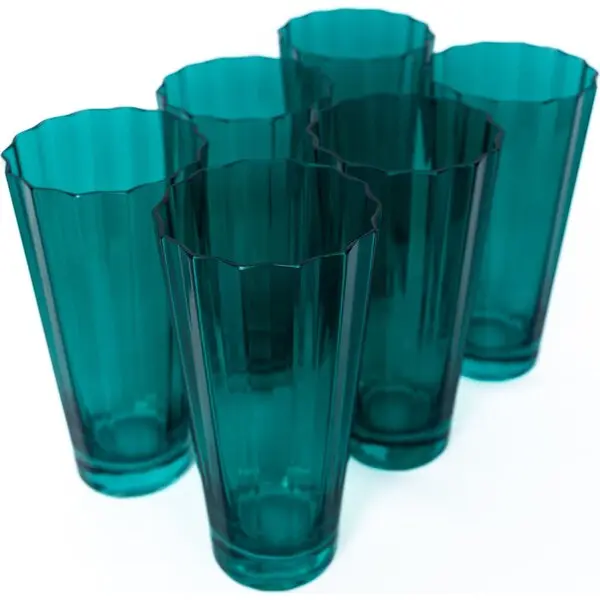ESTELLE COLORED GLASS Sunday Set Of 6 Highball Glasses - Emerald Green