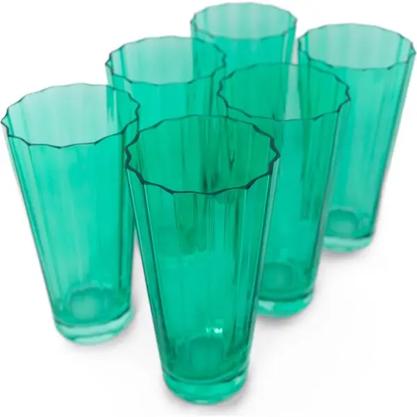 ESTELLE COLORED GLASS Sunday Set Of 6 Highball Glasses - Kelly Green