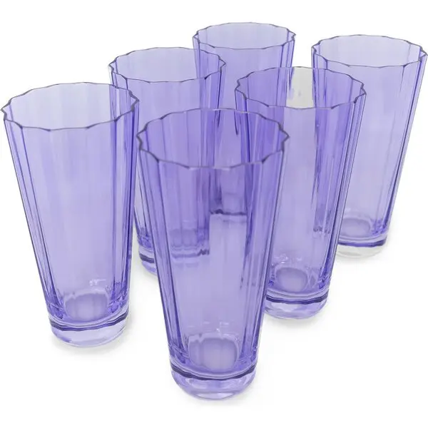 ESTELLE COLORED GLASS Sunday Set Of 6 Highball Glasses - Lavender