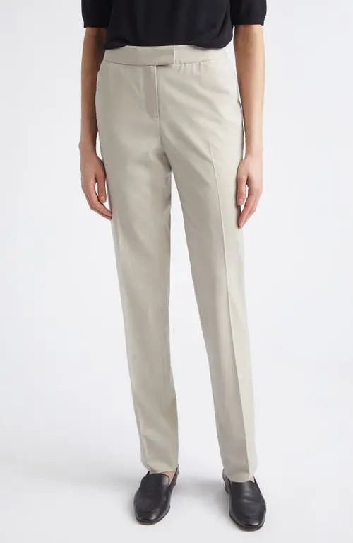 Lafayette 148 New York Irving Straight Leg Stretch Wool Trousers - Khaki