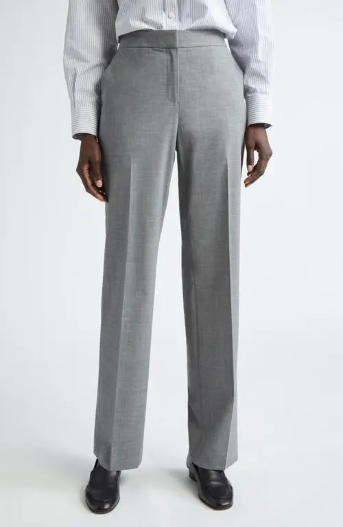 Lafayette 148 New York Irving Straight Leg Stretch Wool Trousers - Nickel