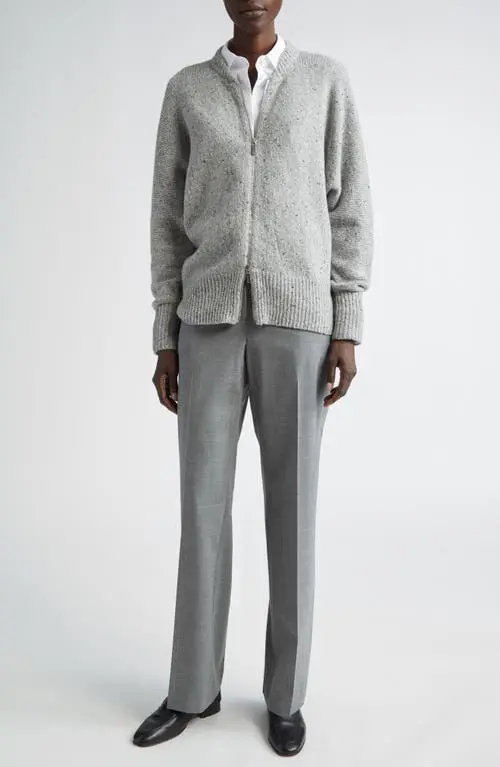 Lafayette 148 New York Irving Straight Leg Stretch Wool Trousers - Nickel