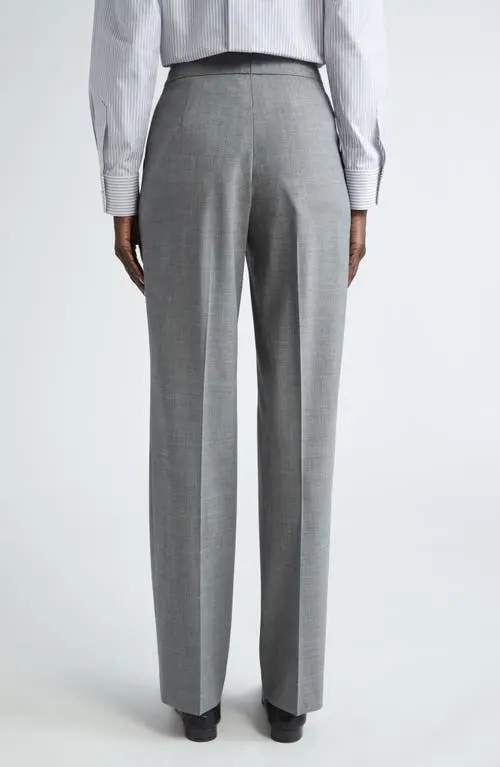 Lafayette 148 New York Irving Straight Leg Stretch Wool Trousers - Nickel