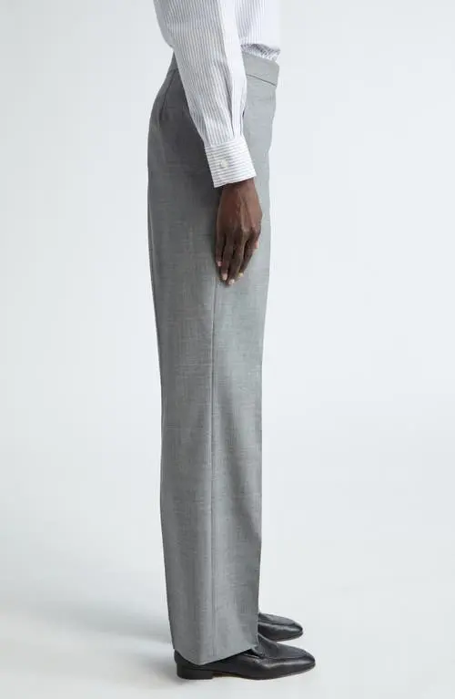 Lafayette 148 New York Irving Straight Leg Stretch Wool Trousers - Nickel