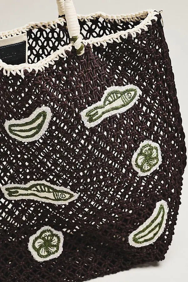 Clare V. Woven Tote With Embroidered Detailing