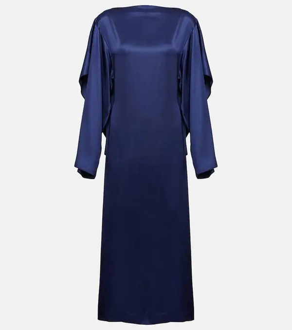 MAISON MARGIELA Draped Satin Midi Dress - Blue