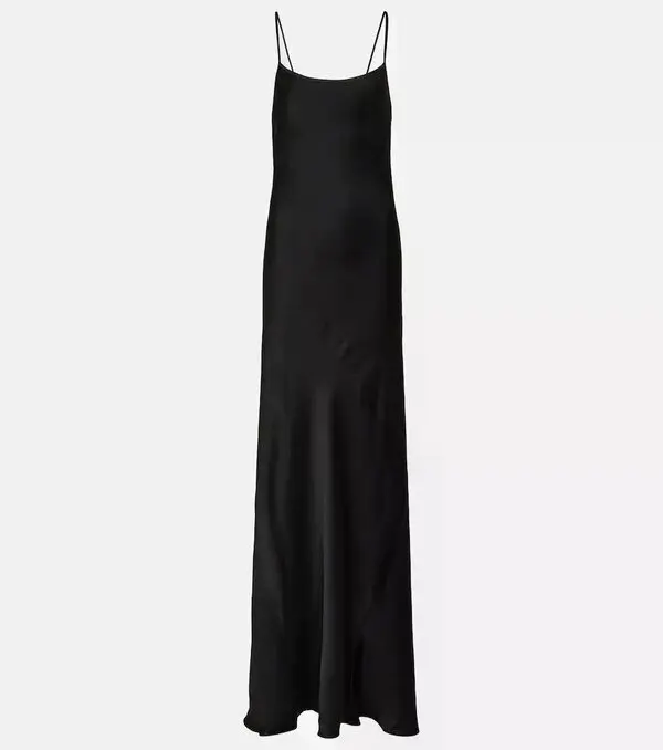 Victoria Beckham Satin Slip Maxi Dress - Black